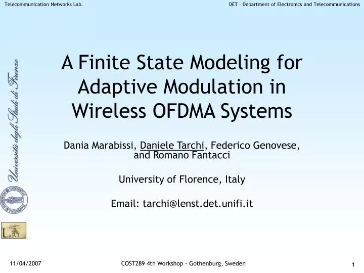 Ppt A Finite State Modeling For Adaptive Modulation In Wireless Ofdma Systems Powerpoint