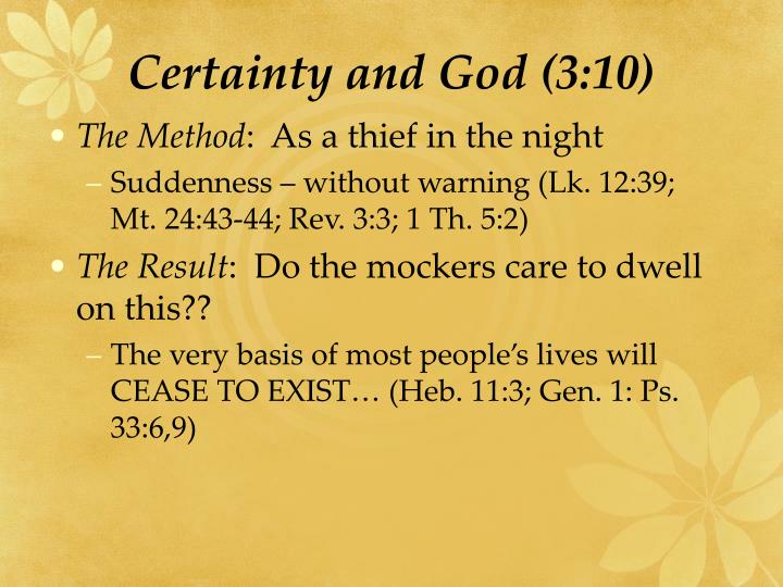 PPT - THE CERTAINTY OF THE LORD’S PROMISE (Lessons on 2 Peter 3) Know ...
