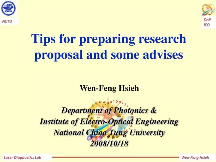 PPT - Tips for preparing research proposal and some advises PowerPoint ...
