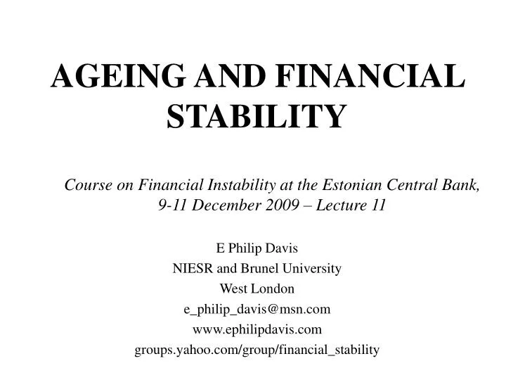 PPT - AGEING AND FINANCIAL STABILITY PowerPoint Presentation, free ...