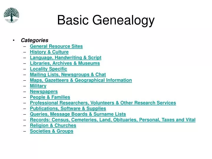PPT - Basic Genealogy PowerPoint Presentation, free download - ID:608429