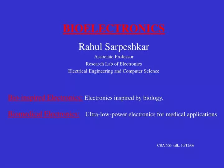 PPT - BIOELECTRONICS PowerPoint Presentation, free download - ID:608647