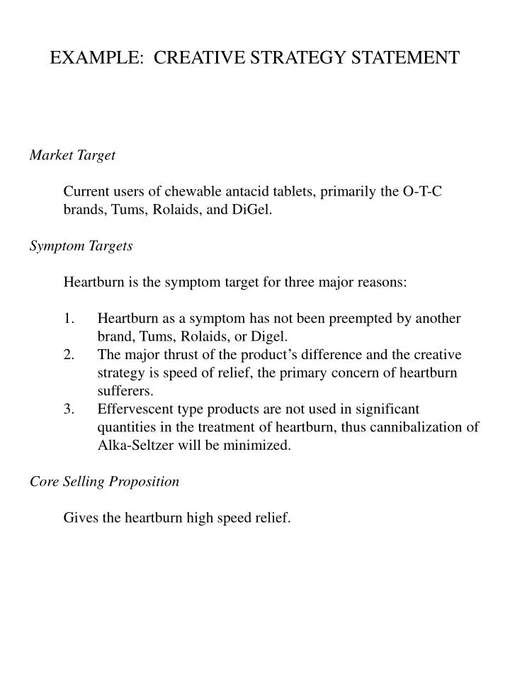 PPT - EXAMPLE: CREATIVE STRATEGY STATEMENT PowerPoint Presentation ...