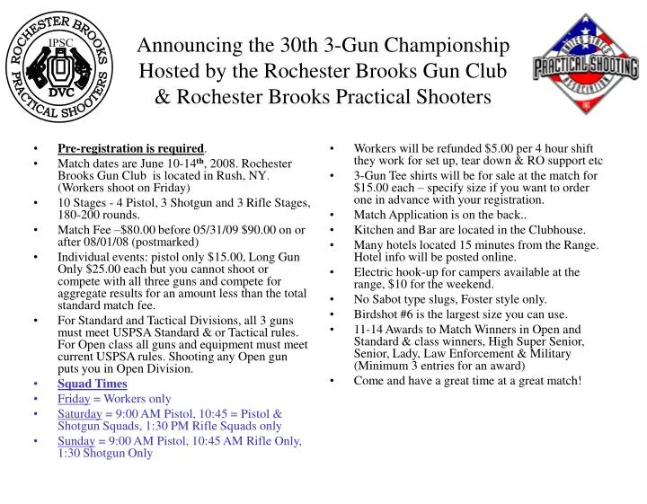 PPT - Announcing the 30th 3-Gun Championship Hosted by the Rochester ...