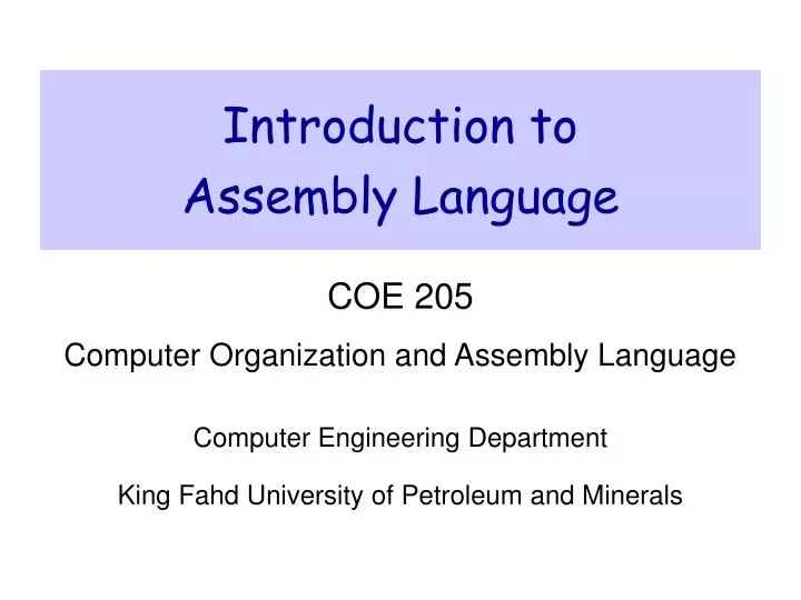 PPT - Introduction to Assembly Language PowerPoint Presentation, free ...