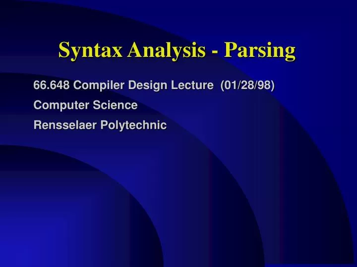 Ppt Syntax Analysis Parsing Powerpoint Presentation Free Download 4923