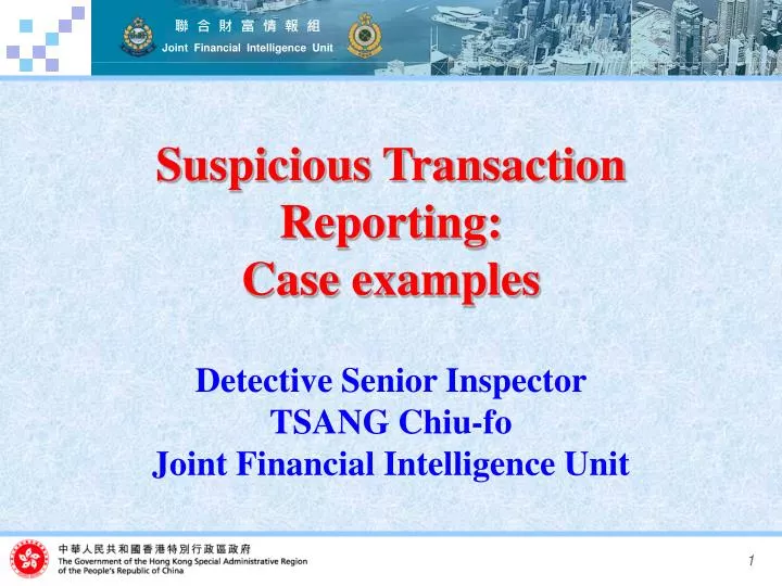 PPT - Suspicious Transaction Reporting: Case examples Detective Senior ...