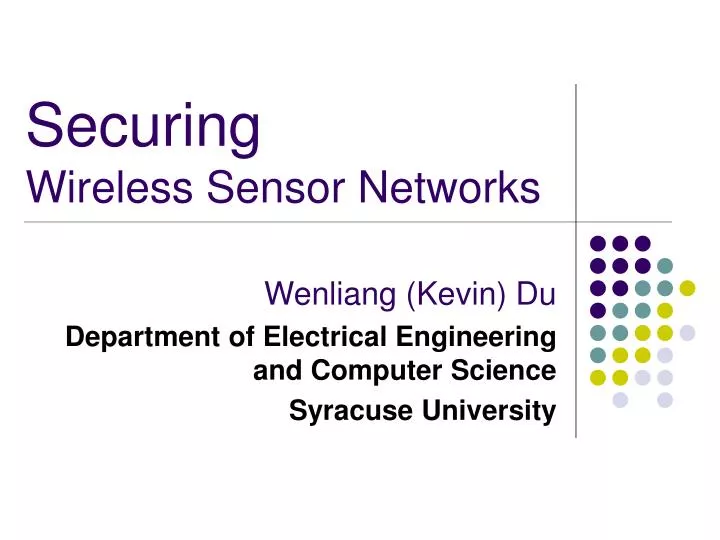 PPT - Securing Wireless Sensor Networks PowerPoint Presentation, free ...