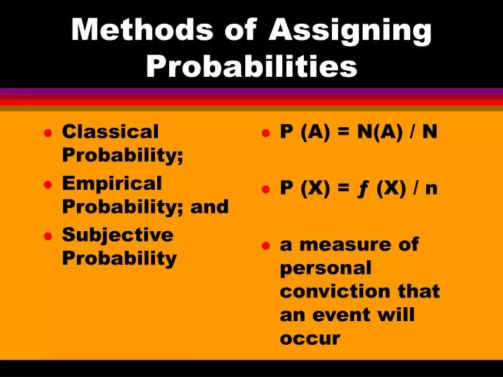 PPT - Methods of Assigning Probabilities PowerPoint Presentation, free ...