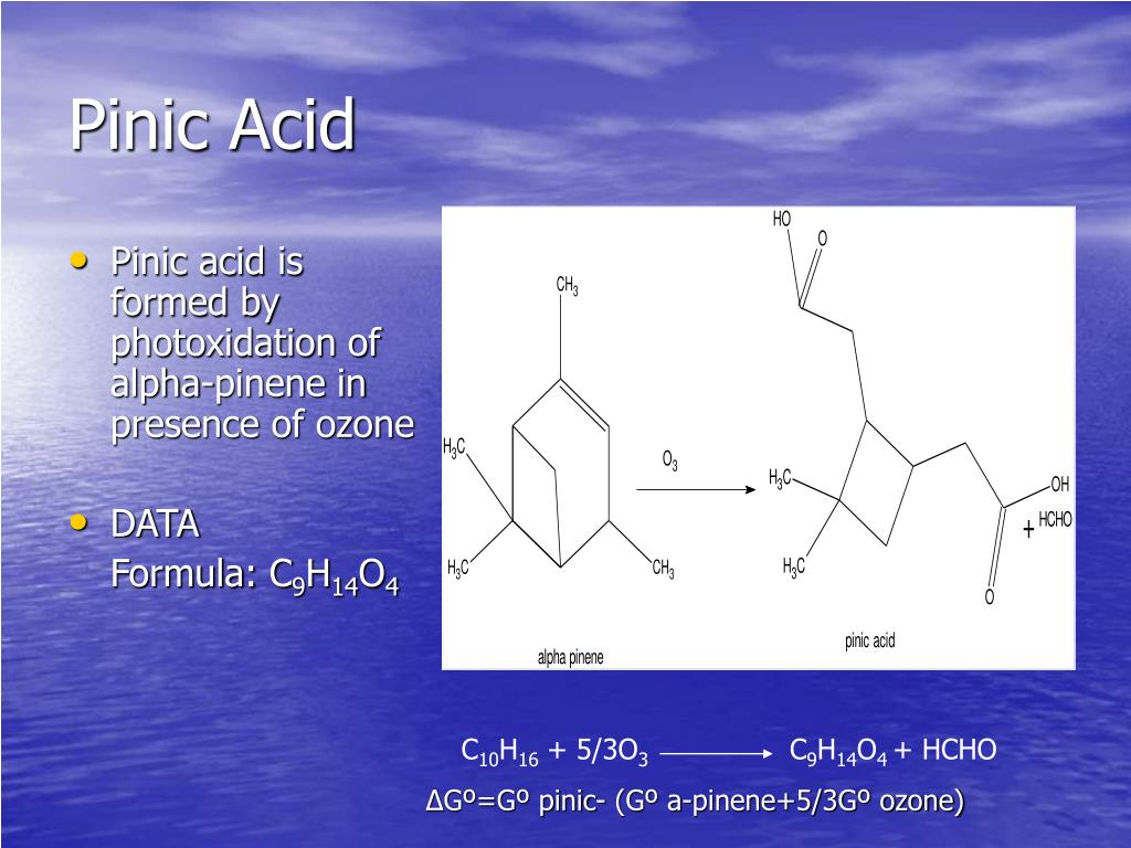 PPT - Photoxidation products of alpha-pinene: Role of terpenes in cloud ...