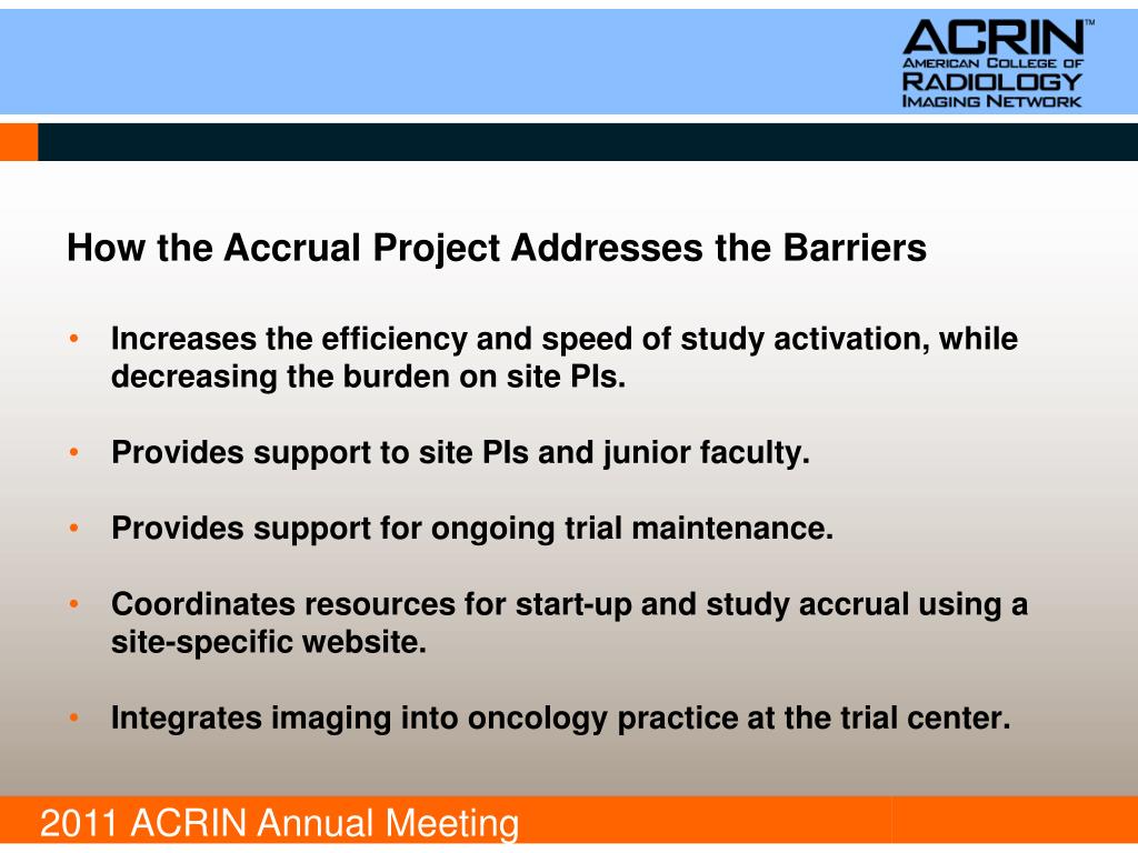 PPT - The ACRIN Accrual Project at University of Washington Constance ...