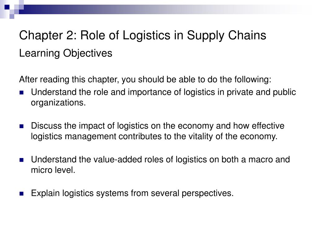 Ppt Chapter 2 Role Of Logistics In Supply Chains Powerpoint