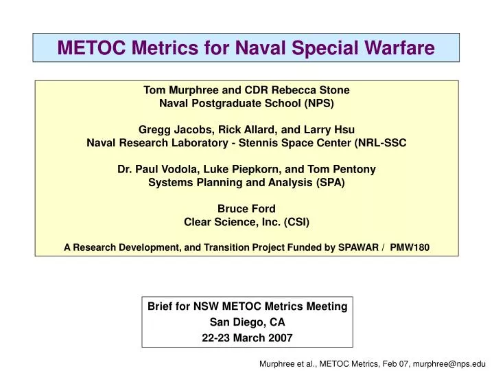 PPT - METOC Metrics for Naval Special Warfare PowerPoint Presentation ...