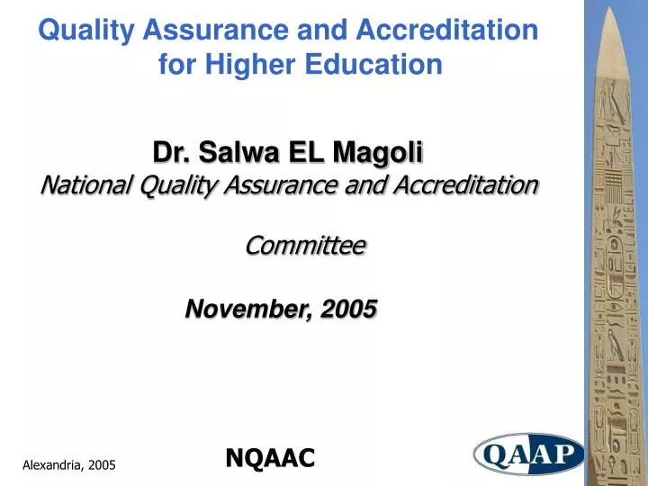 PPT - Quality Assurance and Accreditation for Higher Education ...