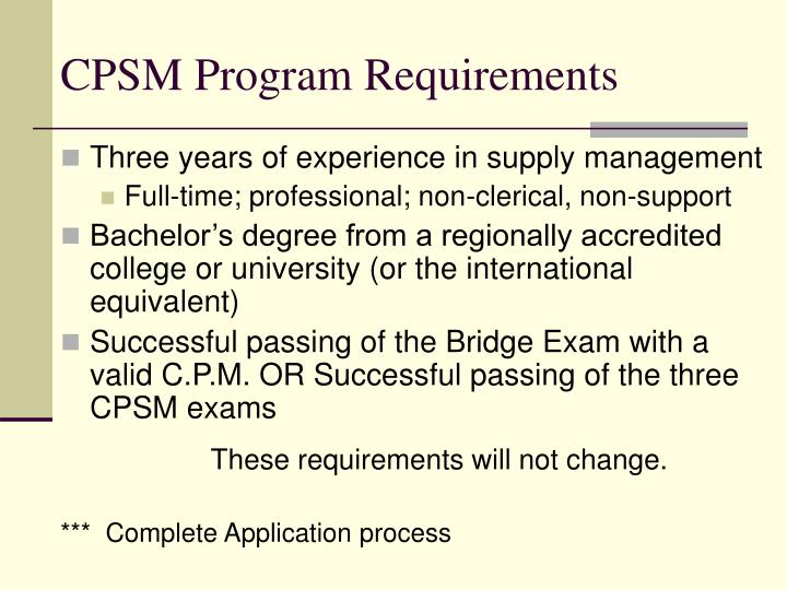 PPT - ISM’s Certified Professional in Supply Management (CPSM ®) Program PowerPoint Presentation ...