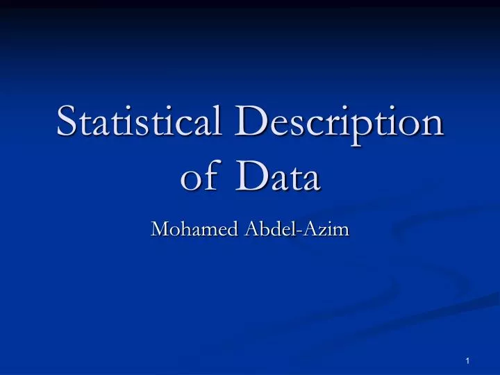 PPT - Statistical Description of Data PowerPoint Presentation, free ...