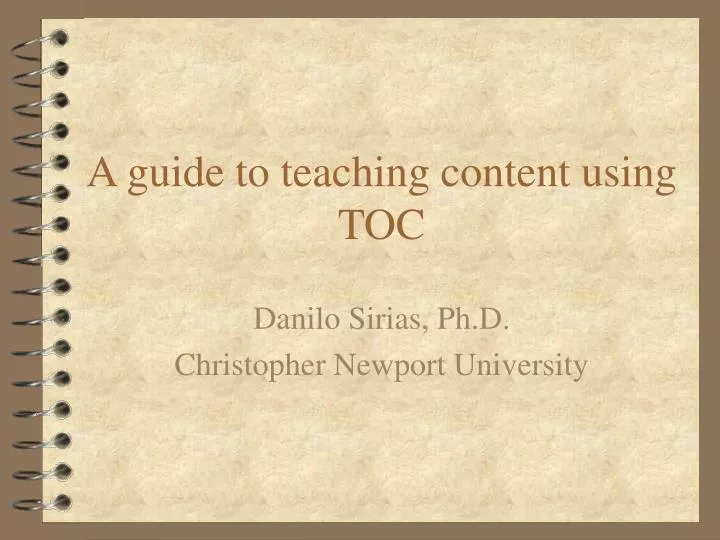 PPT - A guide to teaching content using TOC PowerPoint Presentation ...