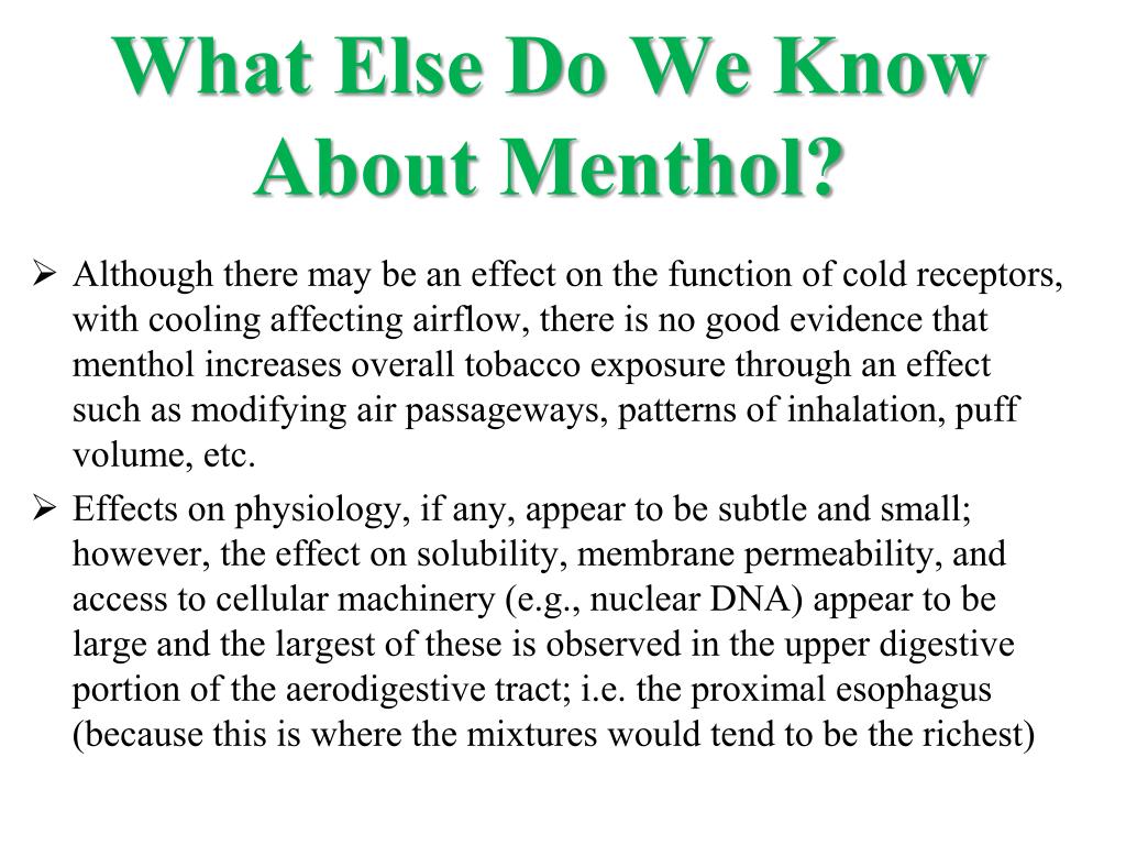 PPT - Menthol and Tobacco Smoke Exposure: PowerPoint Presentation, free ...