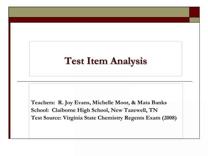 PPT - Test Item Analysis PowerPoint Presentation, free download - ID:627055