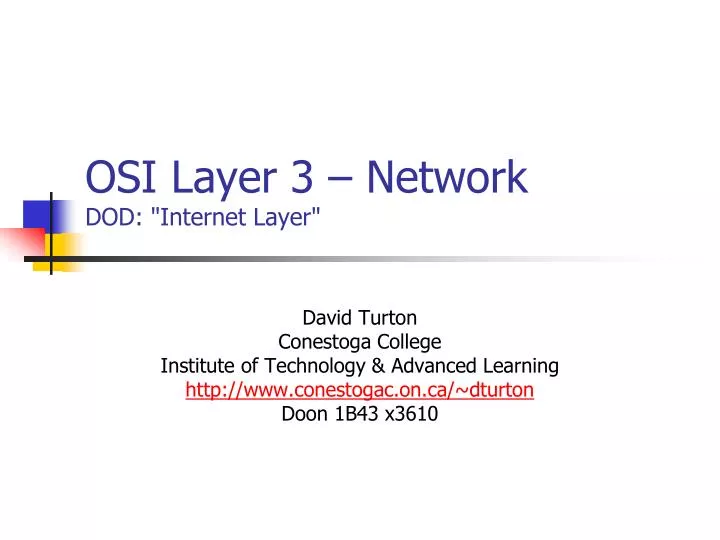 PPT - OSI Layer 3 – Network DOD: "Internet Layer" PowerPoint ...