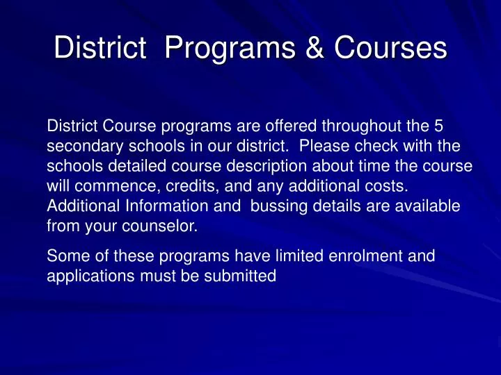 PPT - District Programs & Courses PowerPoint Presentation, free ...