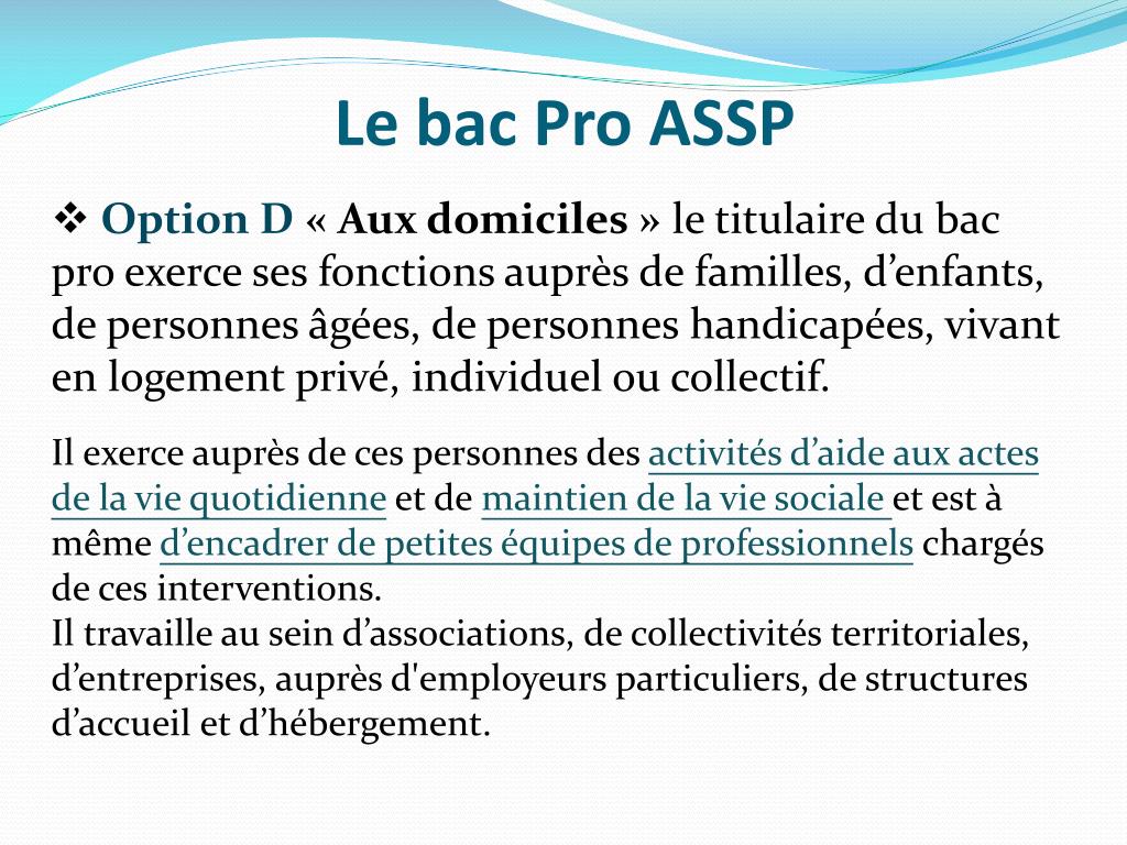 PPT - Présentation du baccalauréat professionnel Accompagnement Soins ...