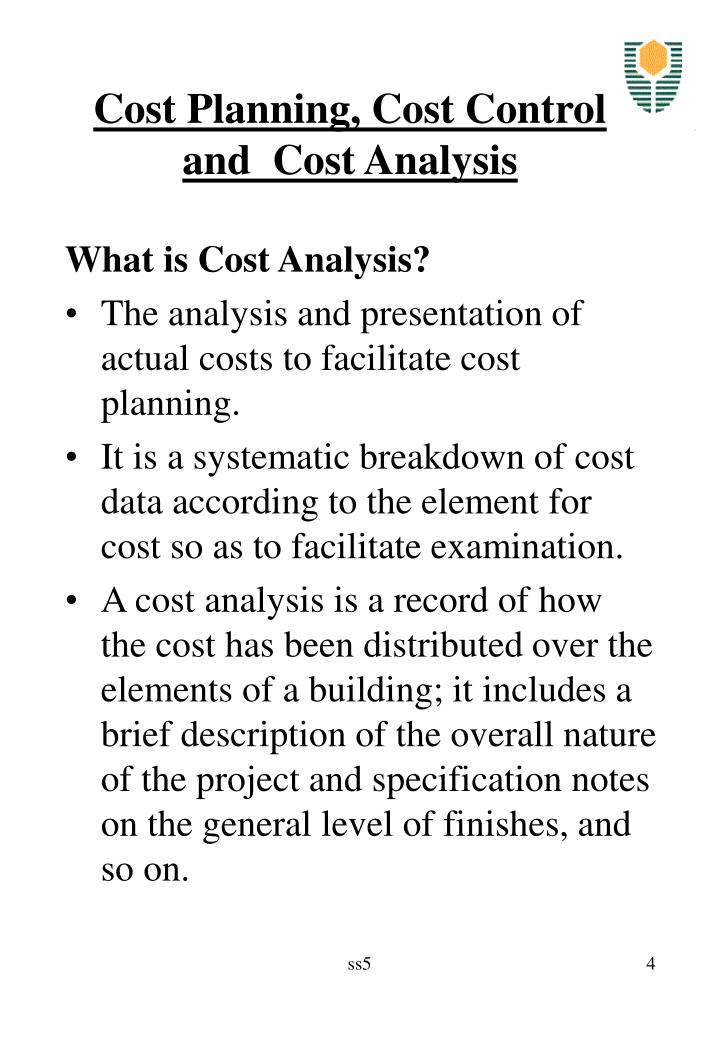 PPT - Cost Planning, Cost Control and Cost Analysis PowerPoint ...