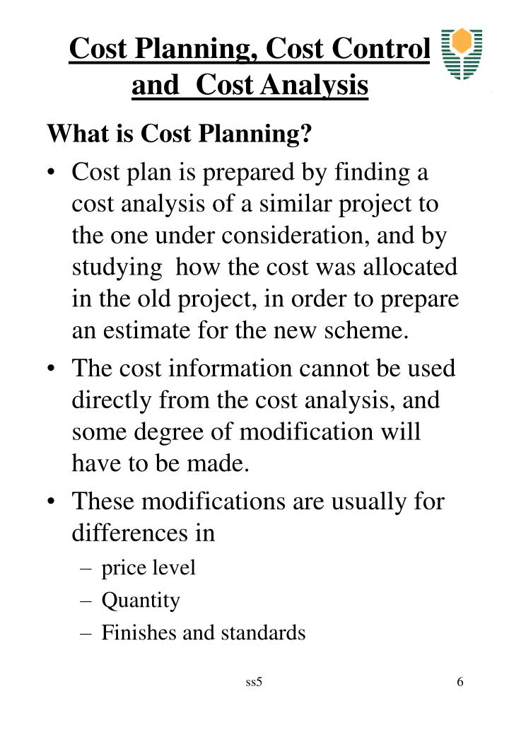 PPT - Cost Planning, Cost Control and Cost Analysis PowerPoint ...