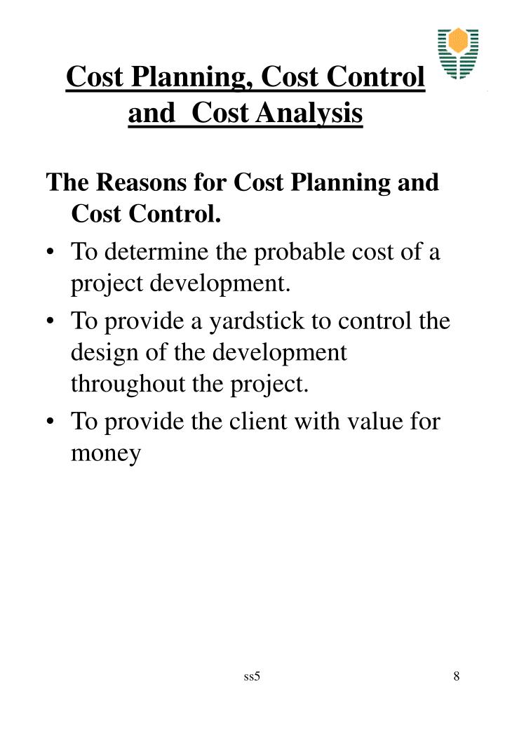 PPT - Cost Planning, Cost Control and Cost Analysis PowerPoint ...