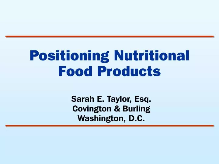 PPT - Positioning Nutritional Food Products PowerPoint Presentation ...
