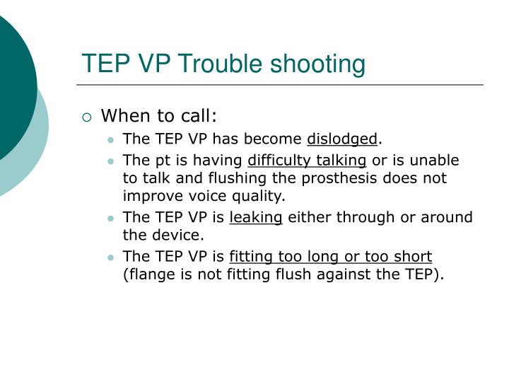 PPT - TRACHEOESOPHAGEAL PUNCTURE VOICE PROSTHESIS (TEP VP) AND SPEAKING ...
