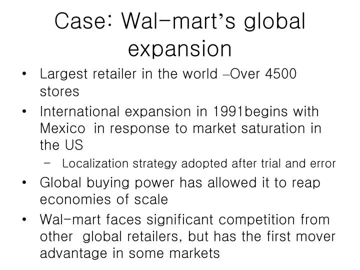 PPT - Case: Wal-mart ’ s global expansion PowerPoint Presentation, free ...