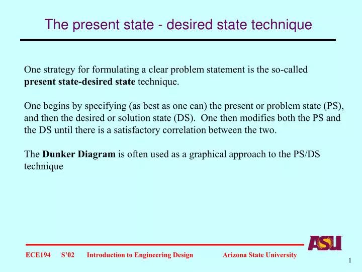 PPT - The present state - desired state technique PowerPoint ...