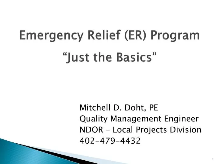 PPT - Emergency Relief (ER) Program “Just the Basics” PowerPoint ...