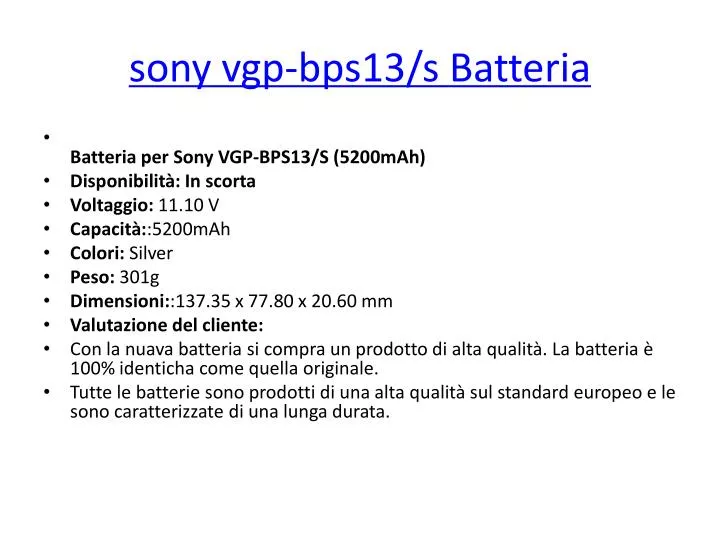 PPT - Sony VGP-BPS13/S Battery PowerPoint Presentation, free download ...