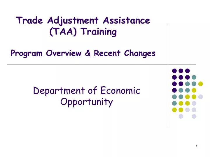 PPT - Trade Adjustment Assistance (TAA) Training Program Overview ...