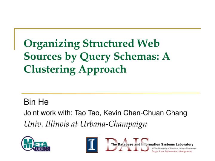 Ppt Organizing Structured Web Sources By Query Schemas A Clustering Approach Powerpoint