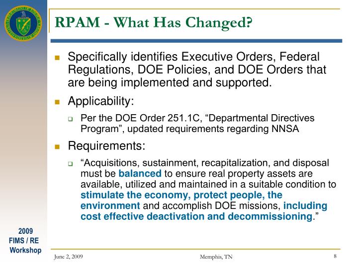 PPT - DOE O 430.1B, Real Property Asset Management - Update PowerPoint ...