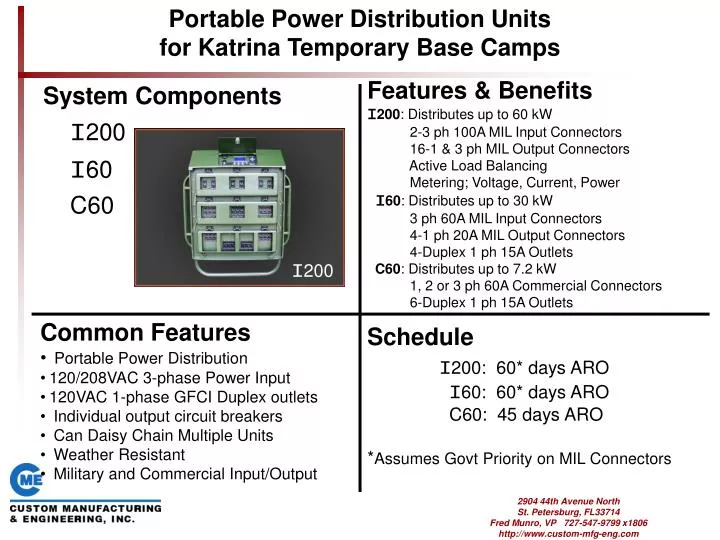 PPT - Portable Power Distribution Units for Katrina Temporary Base ...
