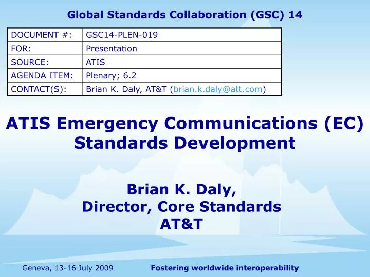 PPT - ATIS Emergency Communications (EC) Standards Development ...