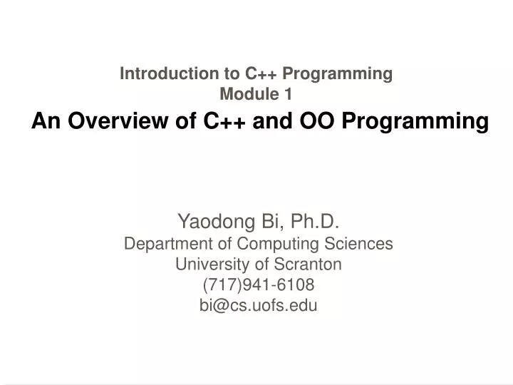 Ppt Introduction To C Programming Module 1 An Overview Of C And Oo Programming Powerpoint