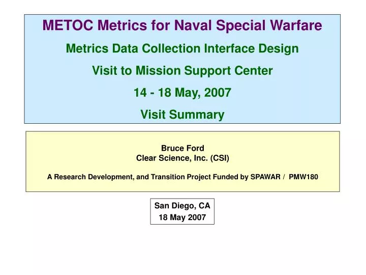 PPT - METOC Metrics for Naval Special Warfare Metrics Data Collection ...