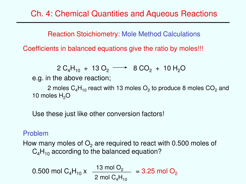 PPT Reaction Stoichiometry Mole Method Calculations PowerPoint