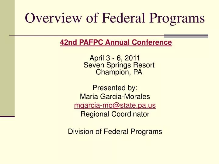 PPT - Overview of Federal Programs PowerPoint Presentation, free ...