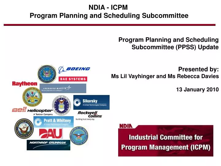 PPT - NDIA - ICPM Program Planning and Scheduling Subcommittee ...