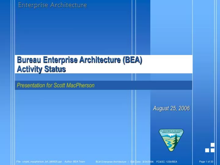 PPT - Bureau Enterprise Architecture (BEA) Activity Status PowerPoint ...