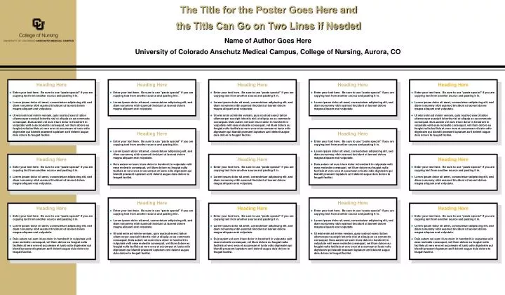 PPT - The Title for the Poster Goes Here and the Title Can Go on Two ...