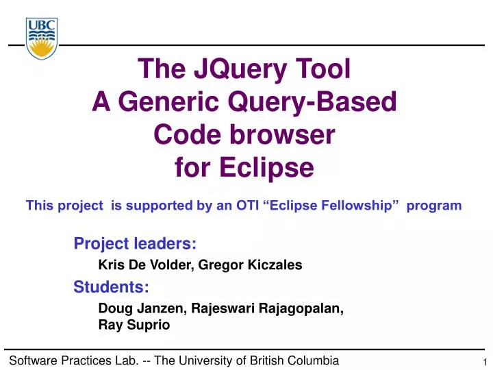 PPT - The JQuery Tool A Generic Query-Based Code browser for Eclipse PowerPoint Presentation ...