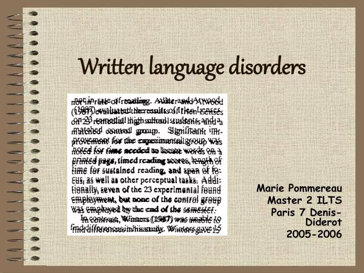 PPT - Written language disorders PowerPoint Presentation, free download ...