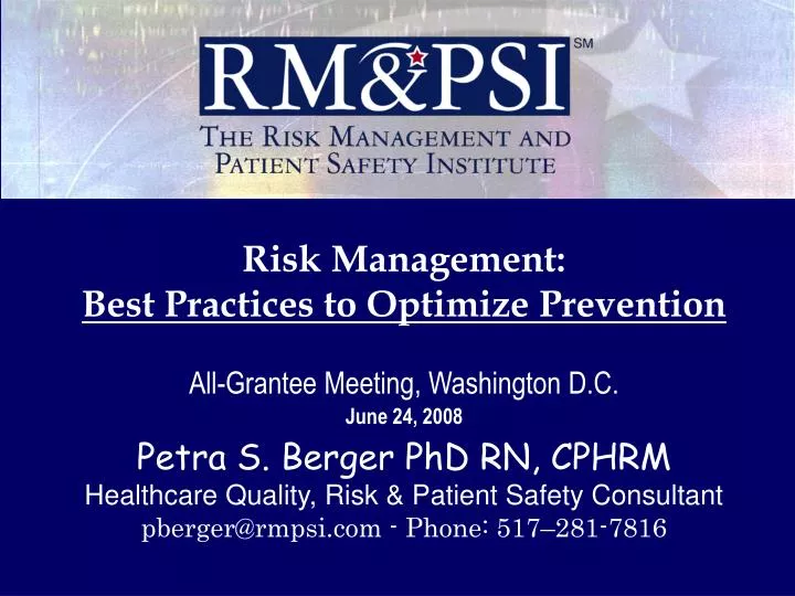 PPT - Risk Management: Best Practices to Optimize Prevention PowerPoint ...